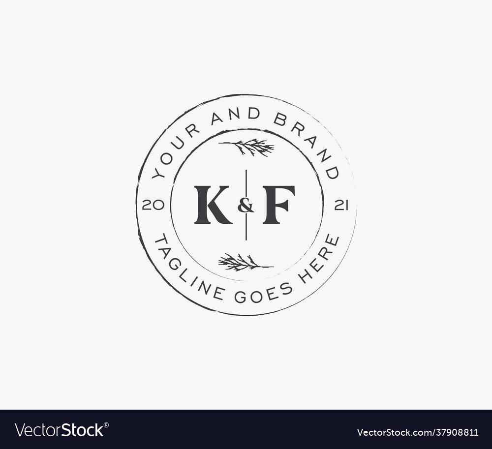 Initial kf letters floral frames botanical Vector Image Initial kf letters floral frames botanical Vector Image