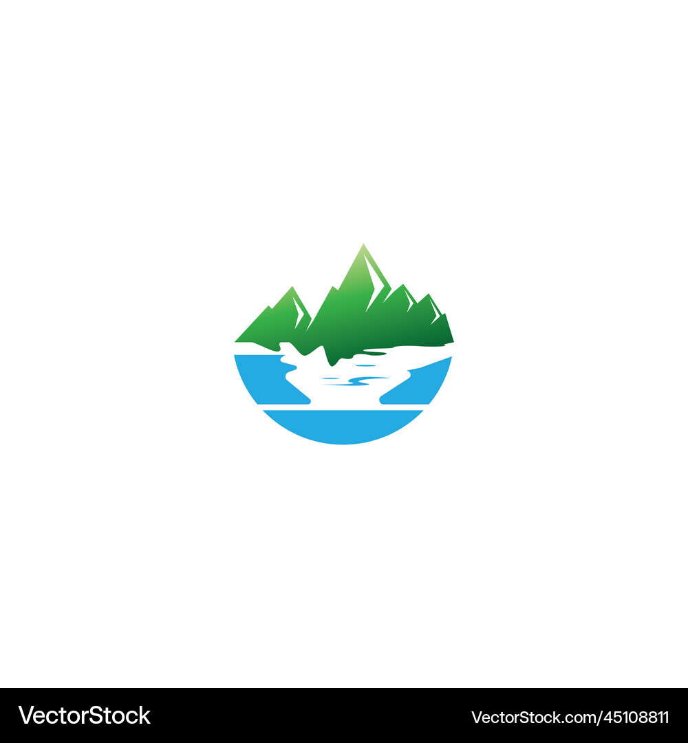Mountain logo river abstract design Royalty Free Vector