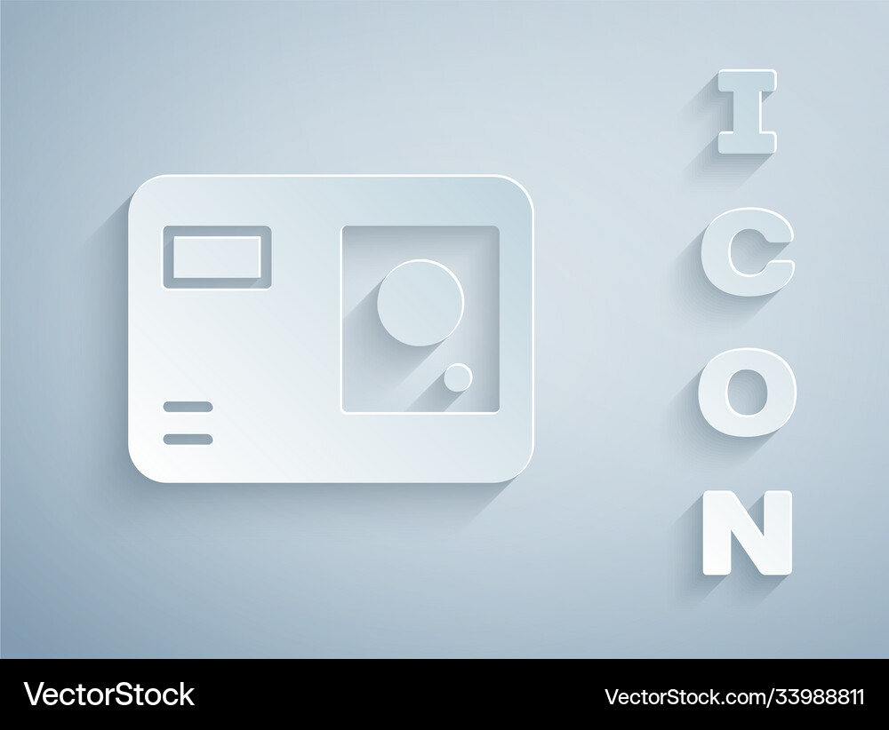 Paper cut action extreme camera icon isolated Vector Image