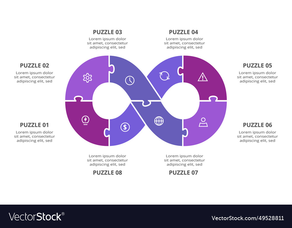Puzzle infographic with 8 elements presentations Vector Image