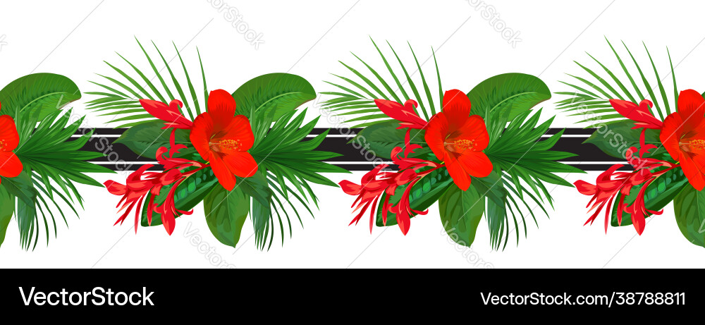Seamless borders with red flowers for home decor Vector Image
