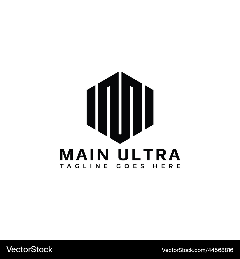 Abstract initial letter mu or um logo in black Vector Image
