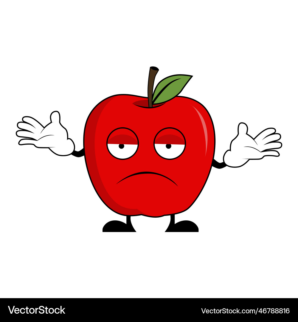 Apple fruit cartoon with confused gesture Vector Image