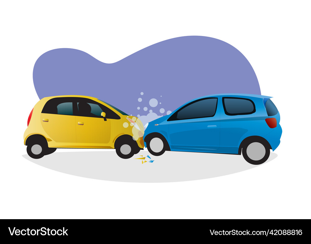 Car accident two cars collided causing smoke Vector Image