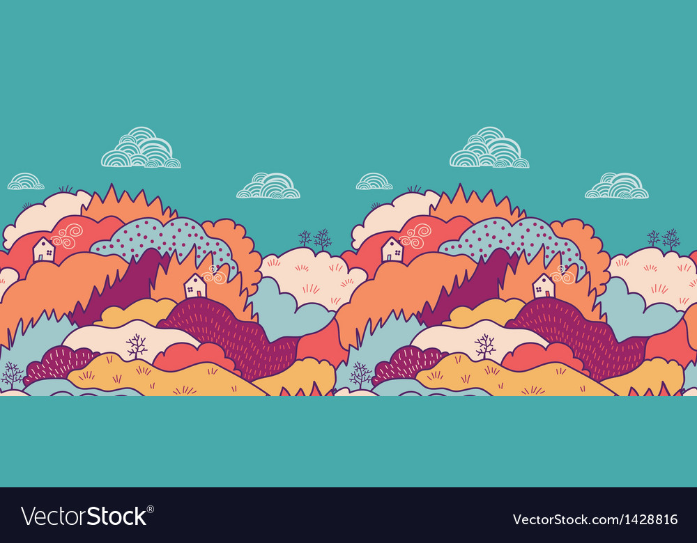 Fall landscape horizontal seamless pattern Vector Image