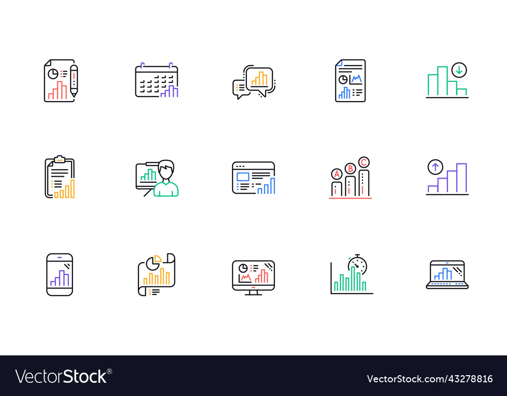 Graph line icons charts and graphs presentation Vector Image