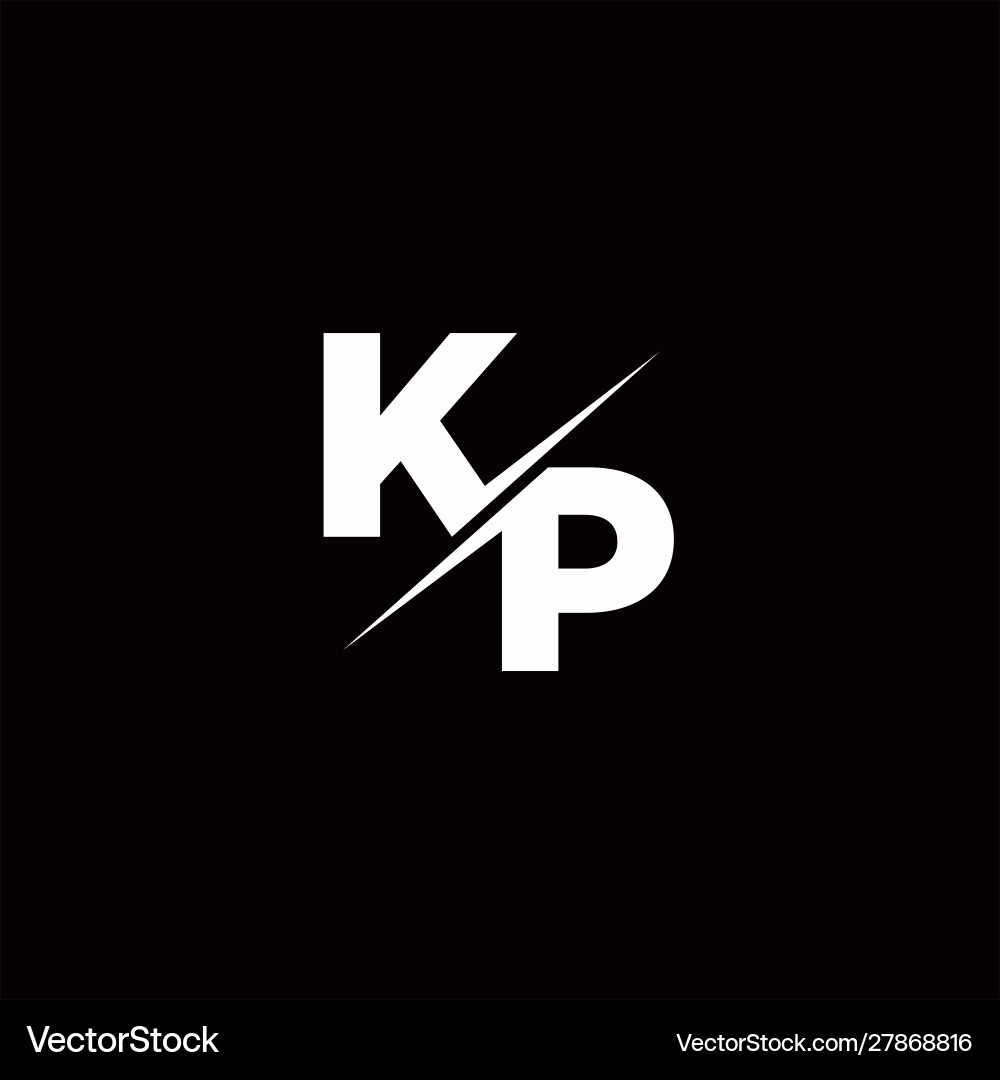 Kp logo letter monogram slash with modern Vector Image