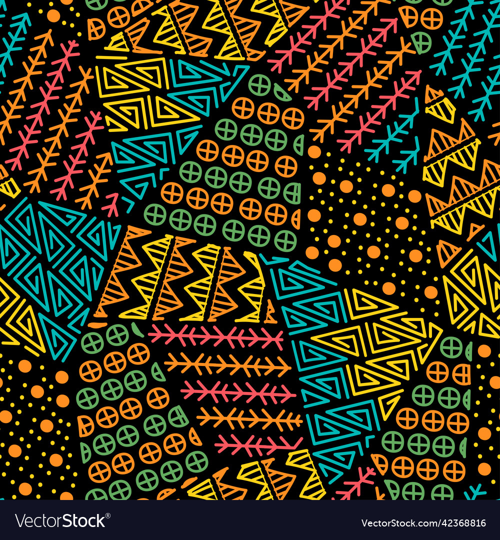 Mayan patchwork seamless pattern bright Royalty Free Vector