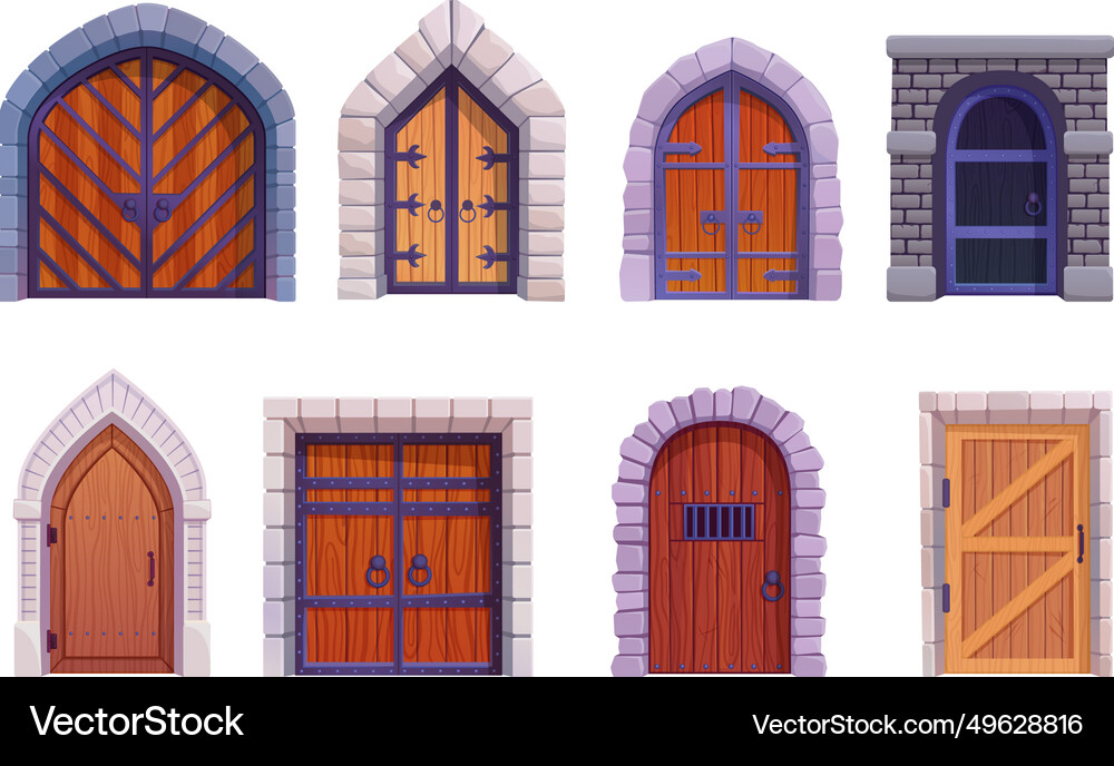 Medieval castle doors ancient palace gates or old Vector Image
