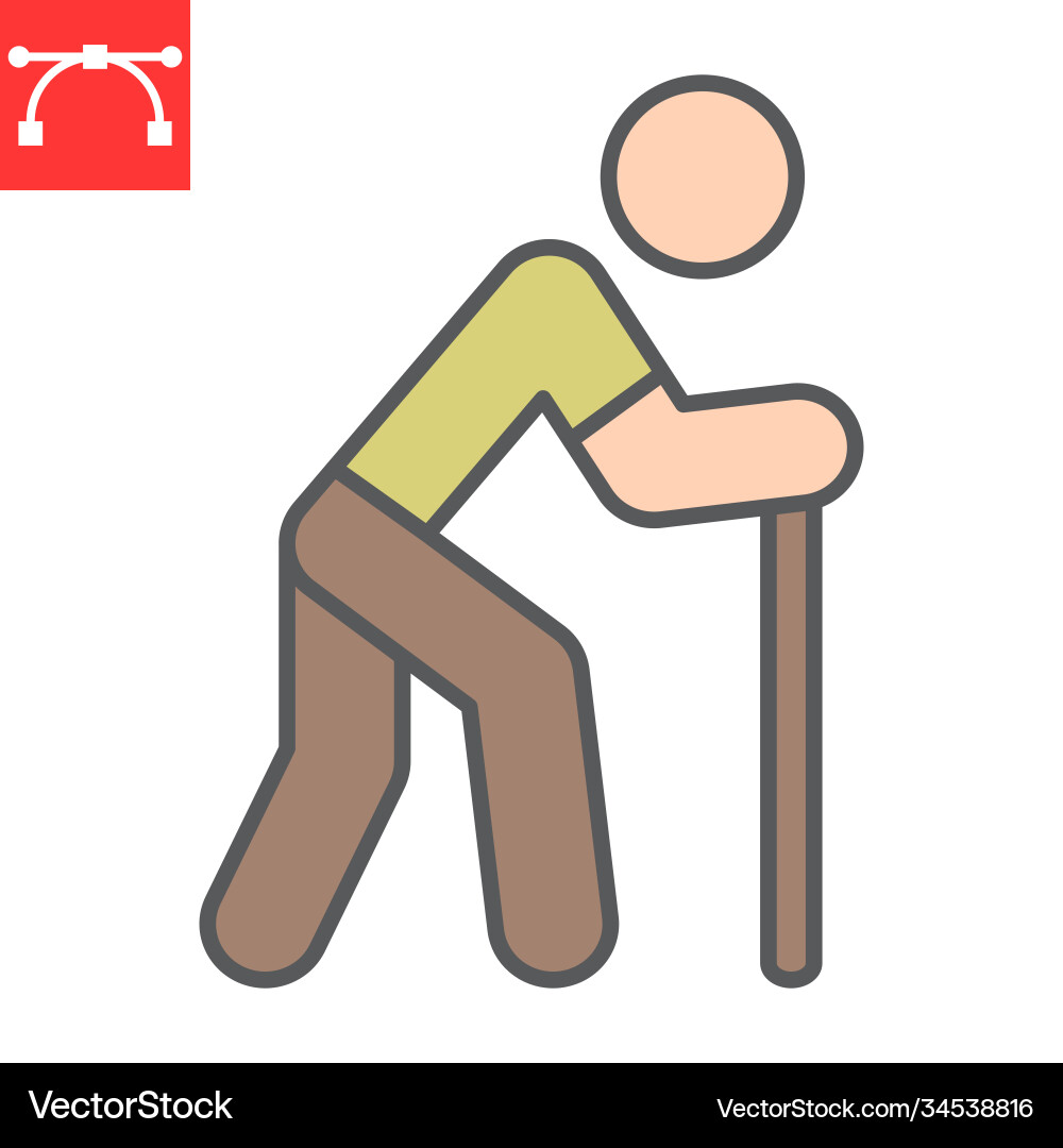 Old man with cane color line icon disability Vector Image