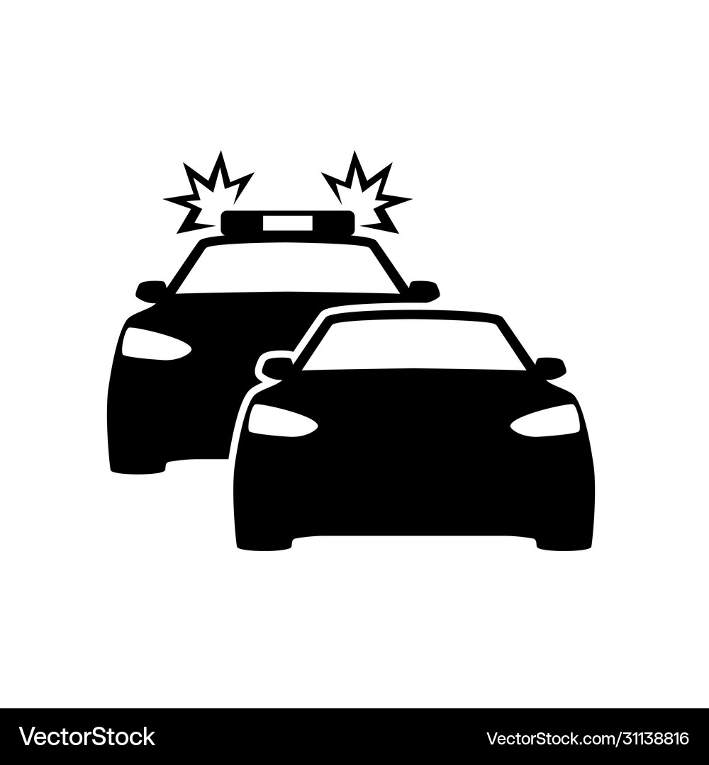 Police car chasing another car icon Royalty Free Vector