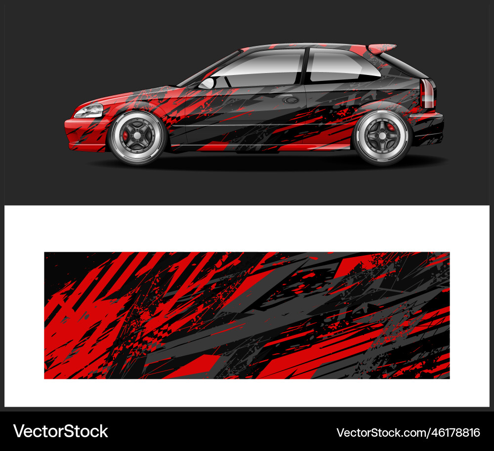 Racing car wrap with abstract stripe shapes Vector Image