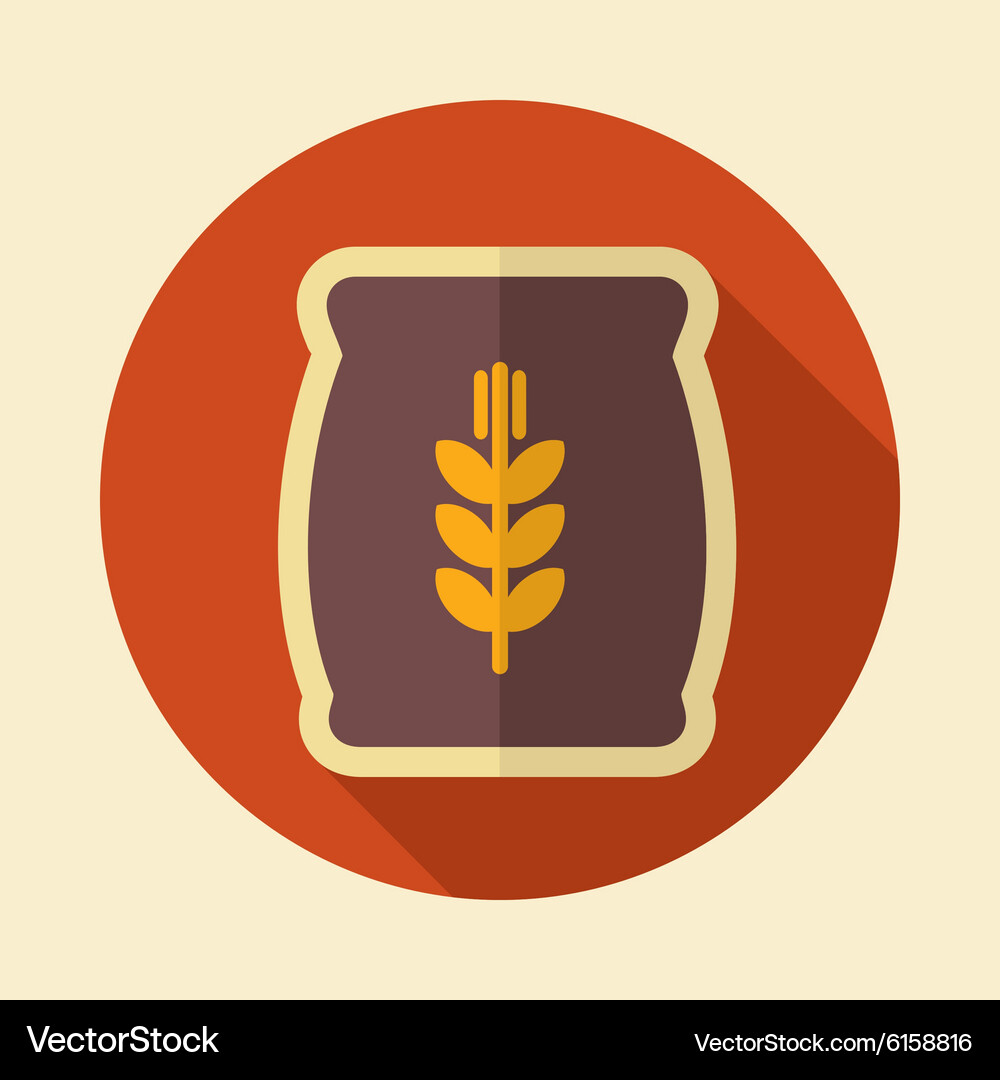 Sack of grain retro flat icon with long shadow Vector Image