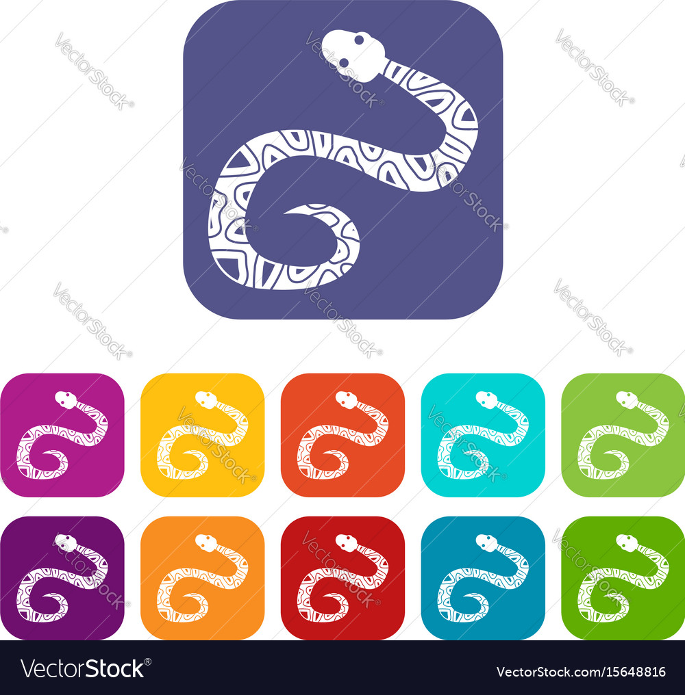 Snake icons set flat Royalty Free Vector Image