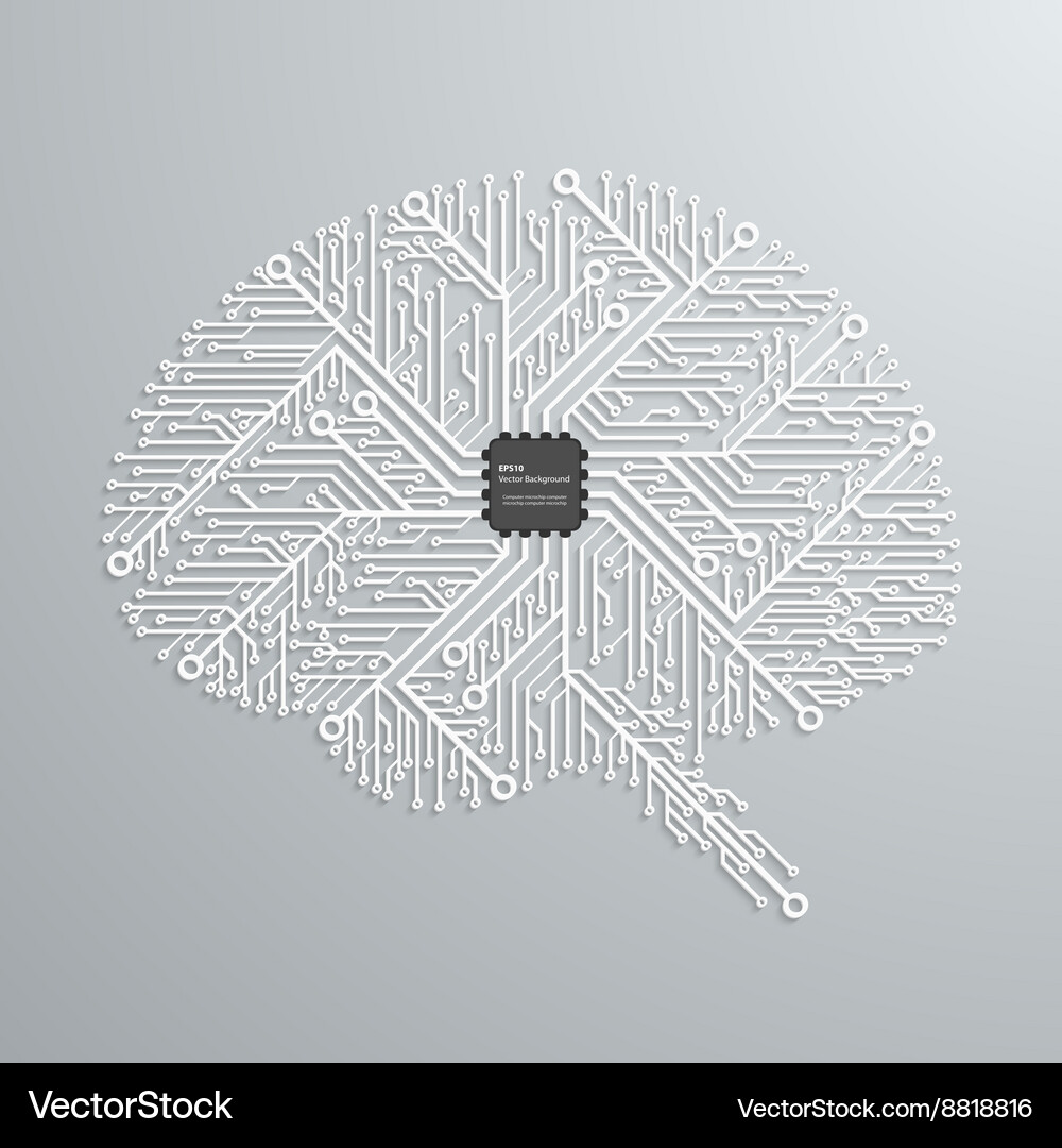 The brain in an electronic circuit with an Vector Image