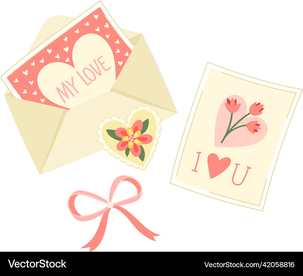 Valentines day with open envelope and heart card Vector Image