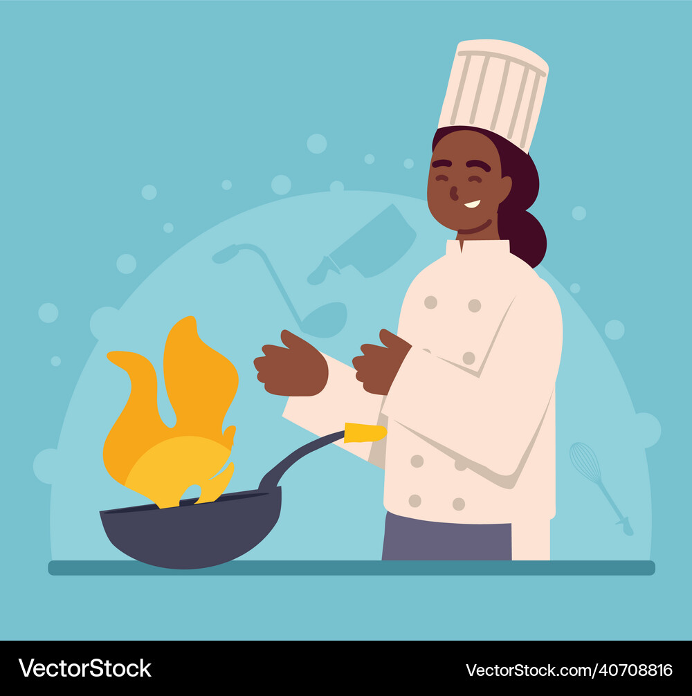 Woman chef cooking Royalty Free Vector Image - VectorStock