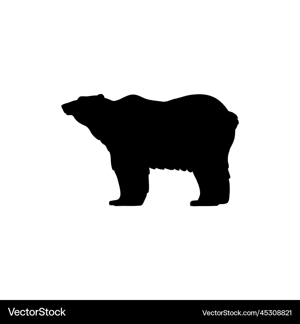 Black silhouette or monochrome shape of bear side Vector Image