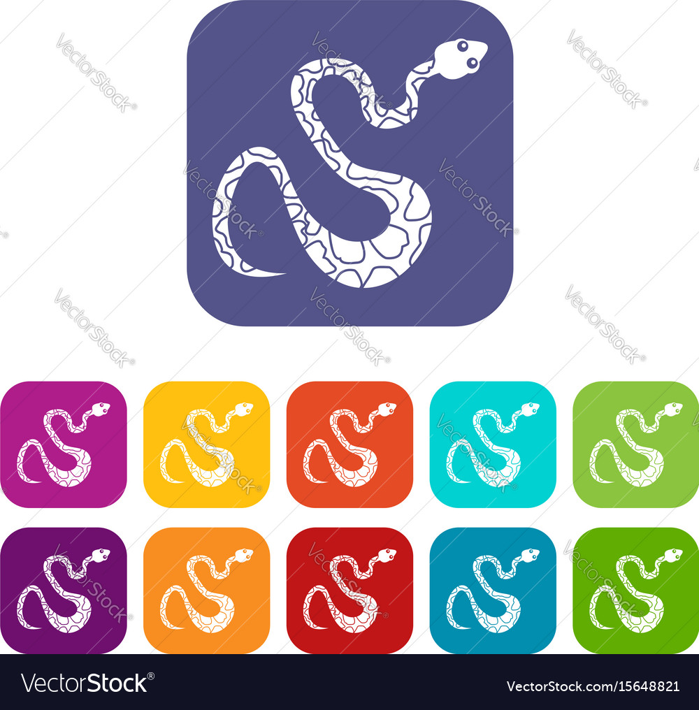 Black spotted snake icons set flat Royalty Free Vector Image Black spotted snake icons set flat Royalty Free Vector Image