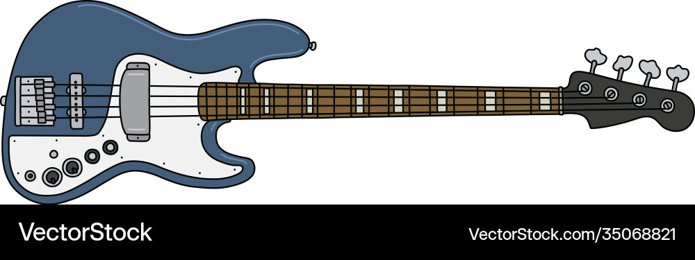 Blue electric bass guitar Royalty Free Vector Image