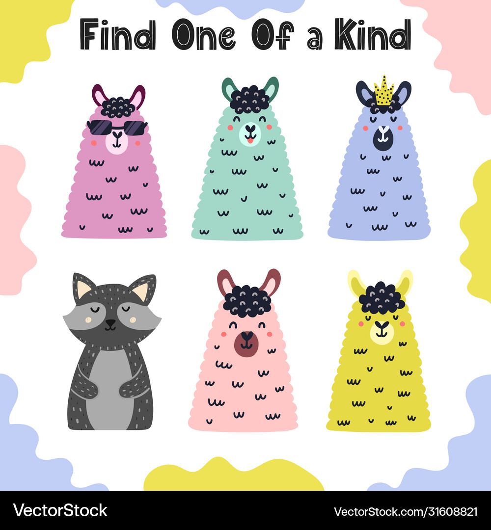 Find one a kind i spy activity page for kids Vector Image