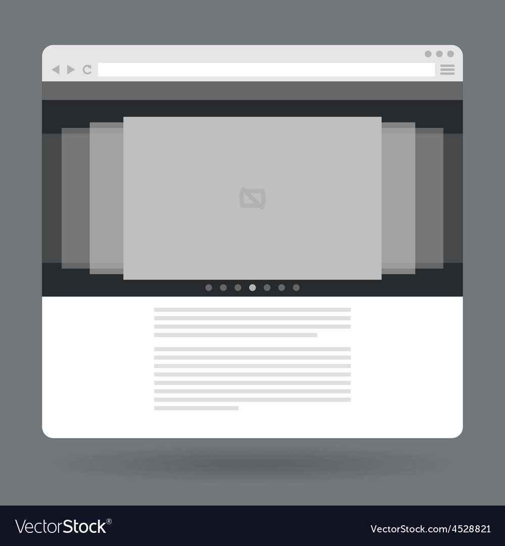 Flat browser window with photo slideshow Vector Image