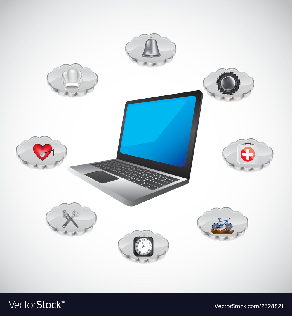 Icons applications in cloud app Royalty Free Vector Image