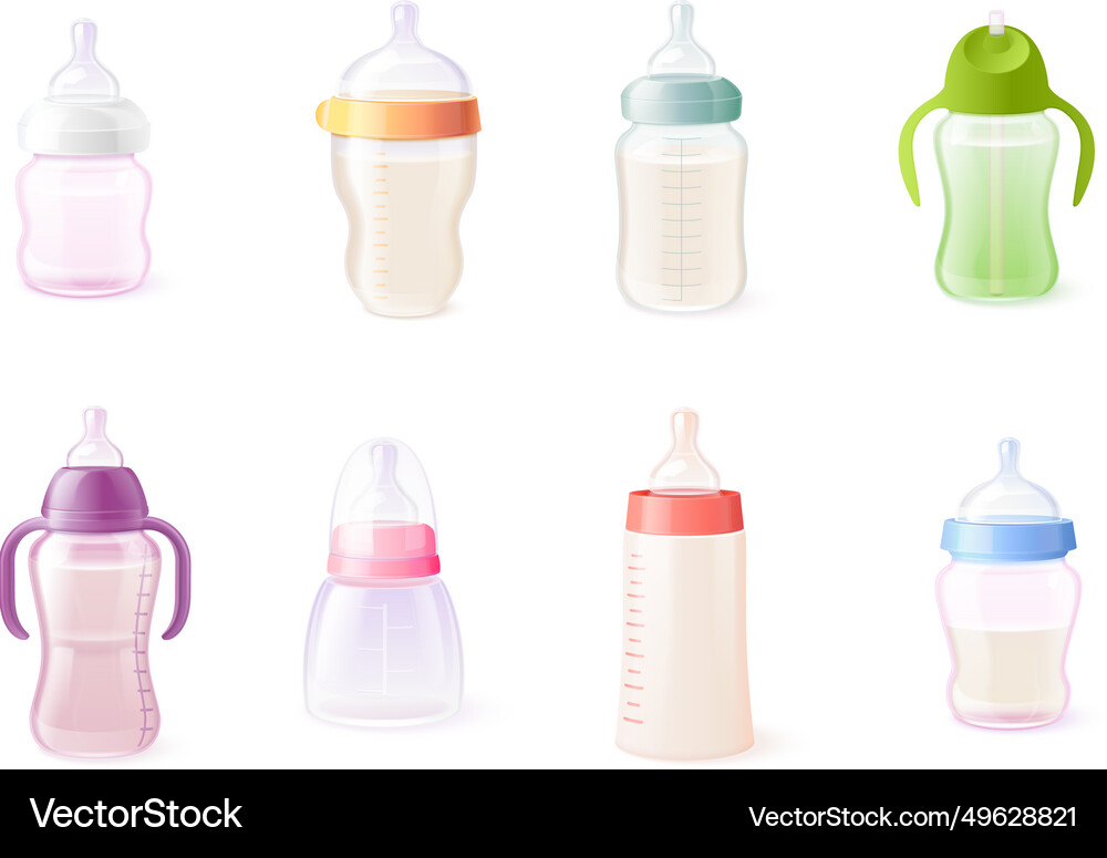 Realistic baby bottles children bottle Royalty Free Vector