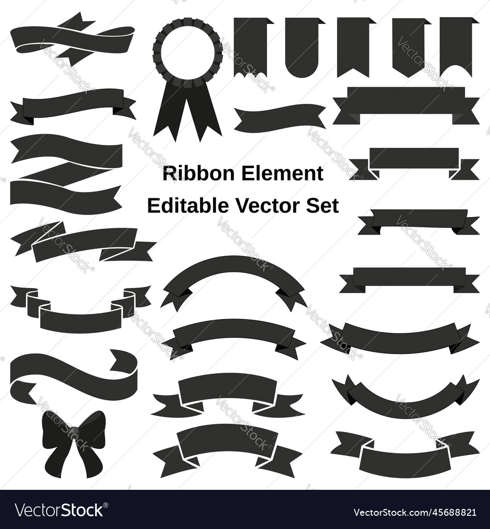 Ribbon banners editable bundle Royalty Free Vector Image