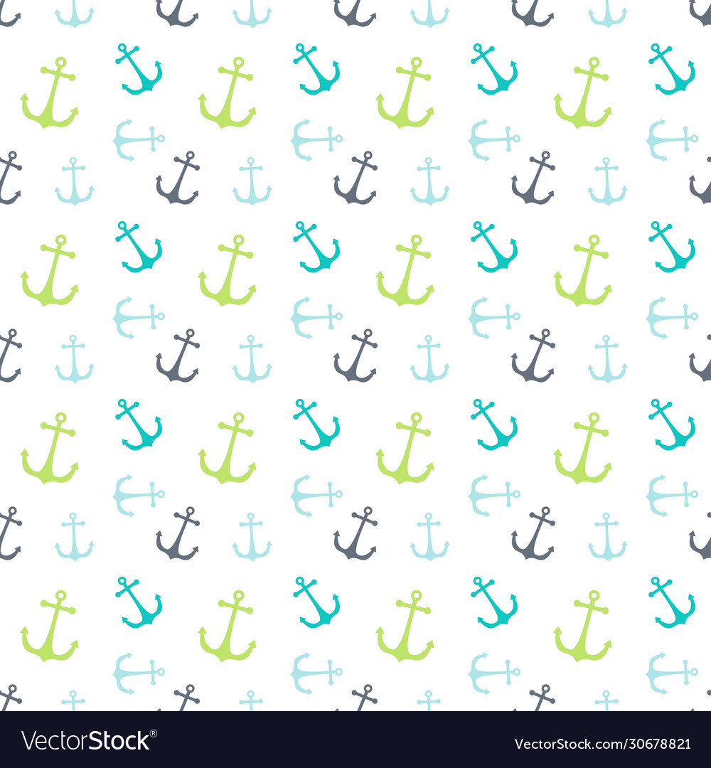 Seamless pattern colored anchor on white Vector Image