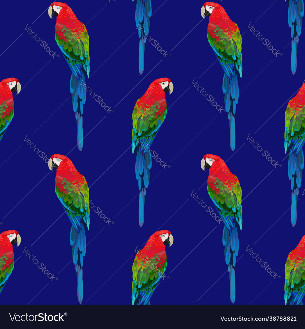 Seamless pattern with red parrots Royalty Free Vector Image