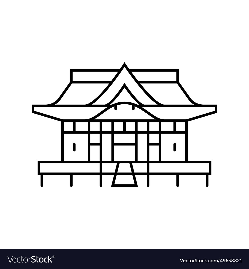 Shinto shrine building shintoism line icon Vector Image
