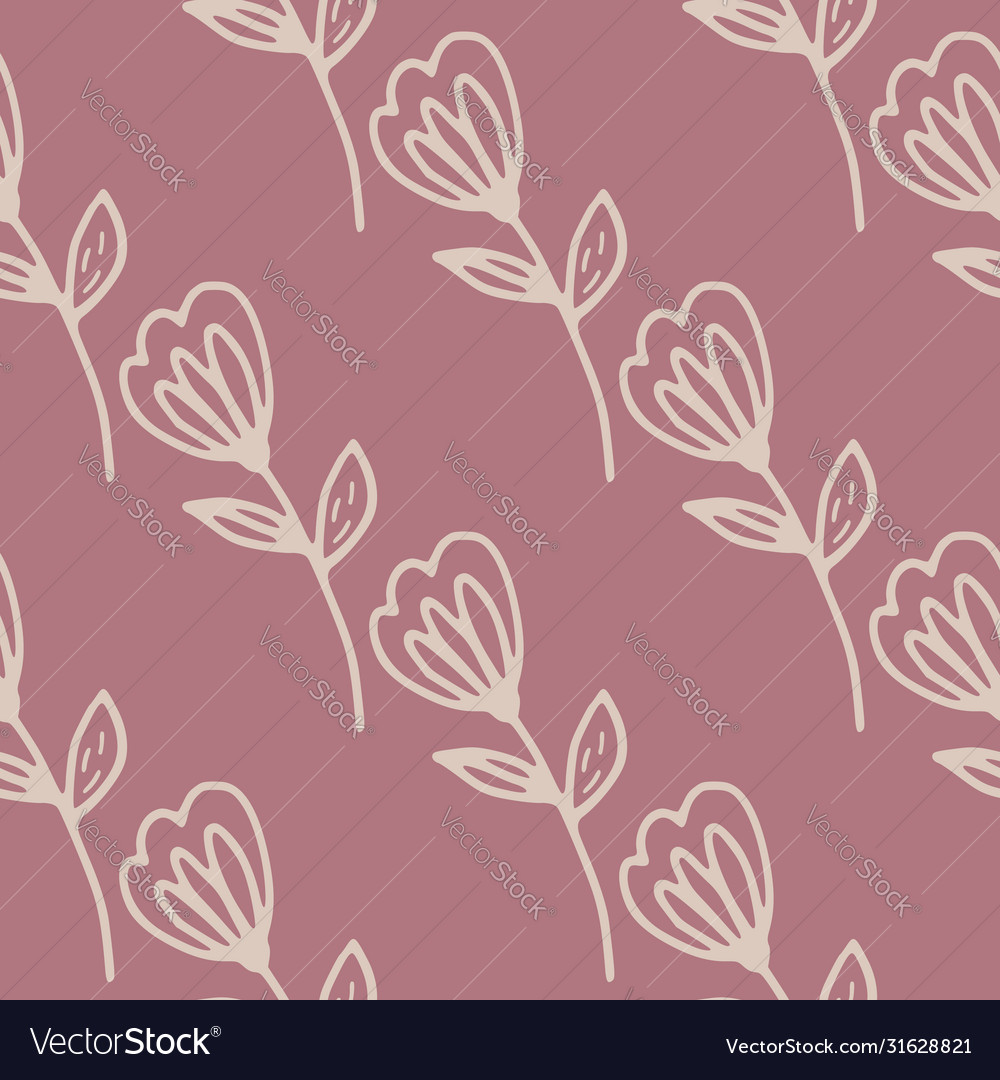 Simple flower seamless pattern in doodle style Vector Image