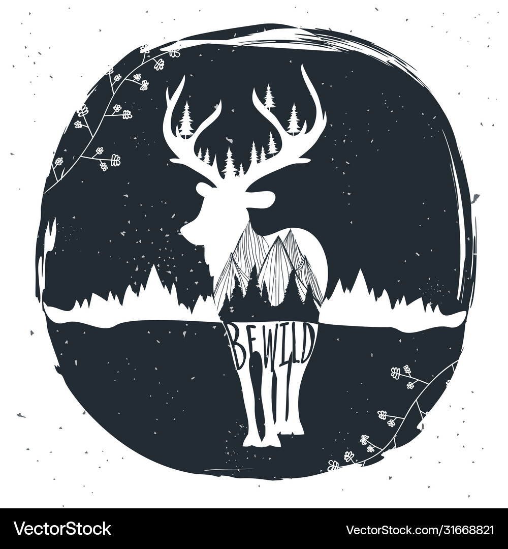 Vintage hand drawn be wild typography poster Vector Image