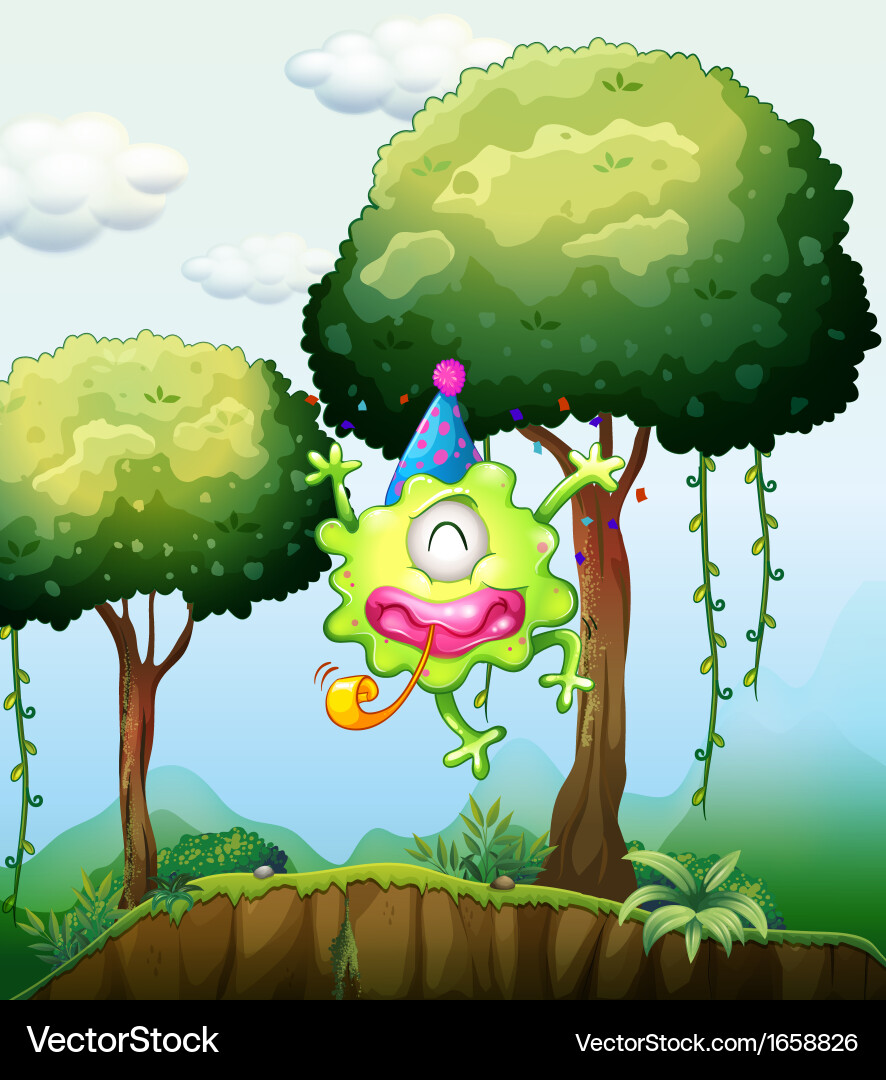 A monster playing near the tree in forest Vector Image