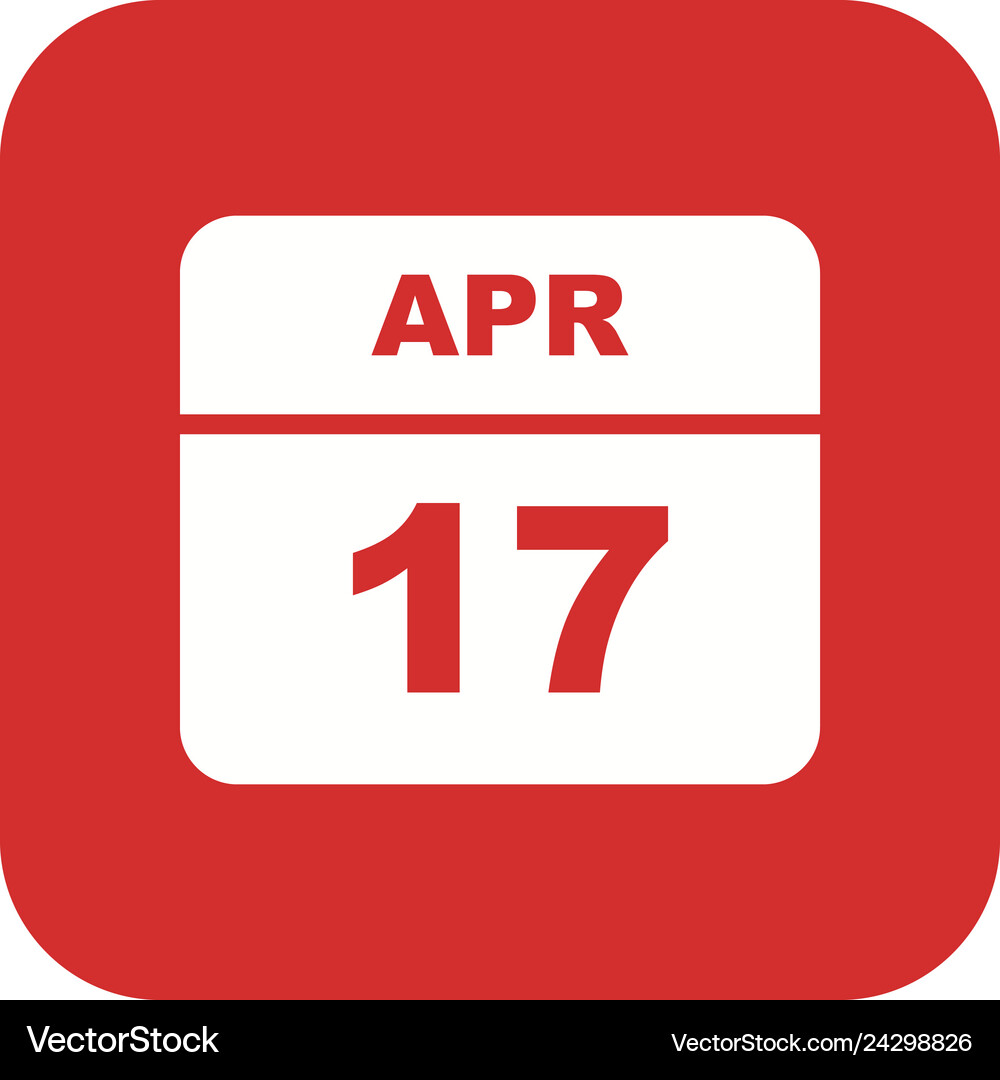 April 17th date on a single day calendar Vector Image