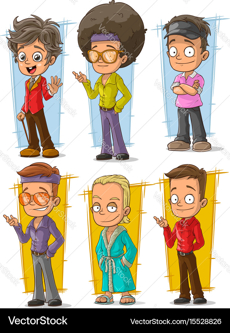 Cartoon cool retro disco dancers character set Vector Image