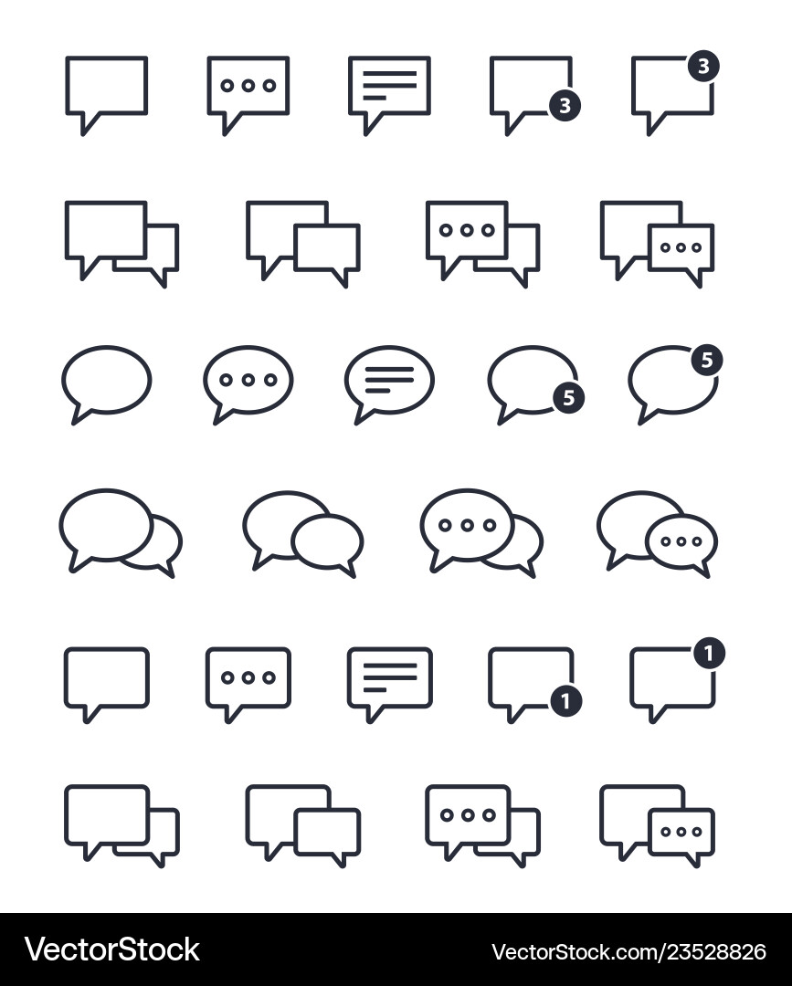 Chat icons set speech bubble outline sign Vector Image