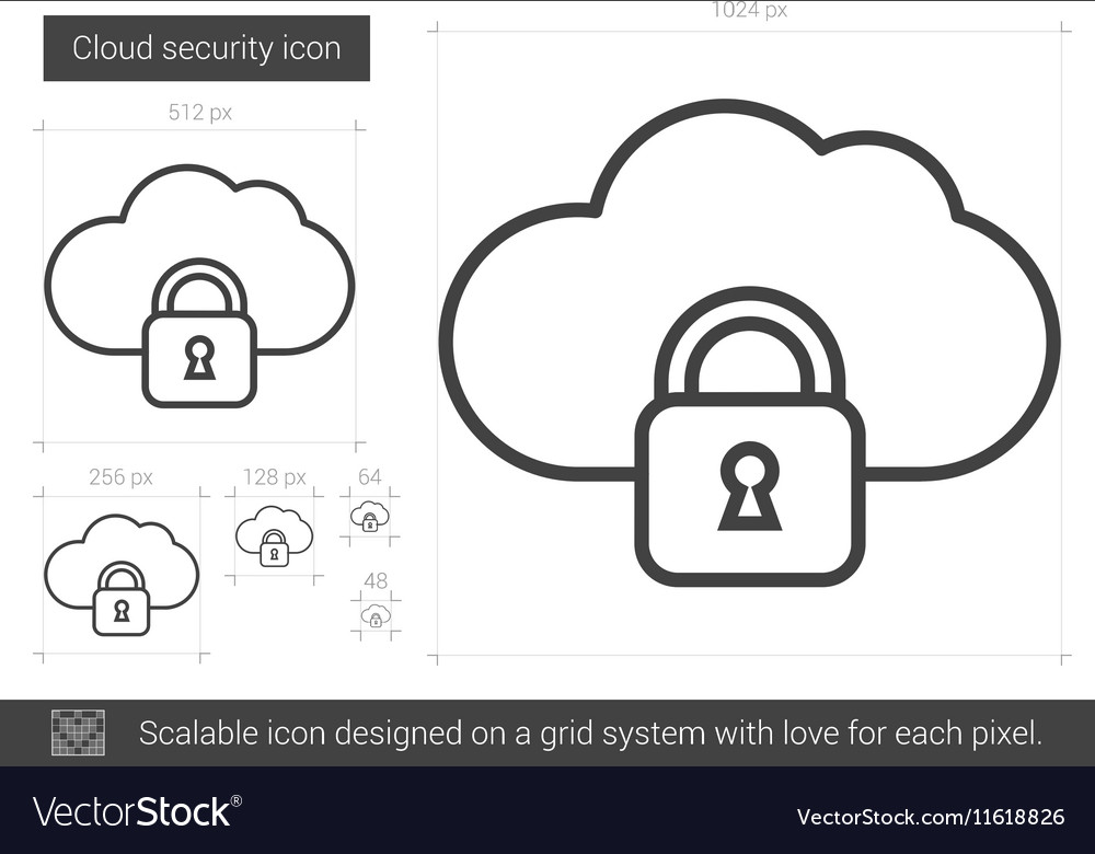 Cloud security line icon Royalty Free Vector Image