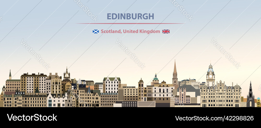 Edinburgh city skyline on colorful gradient Vector Image