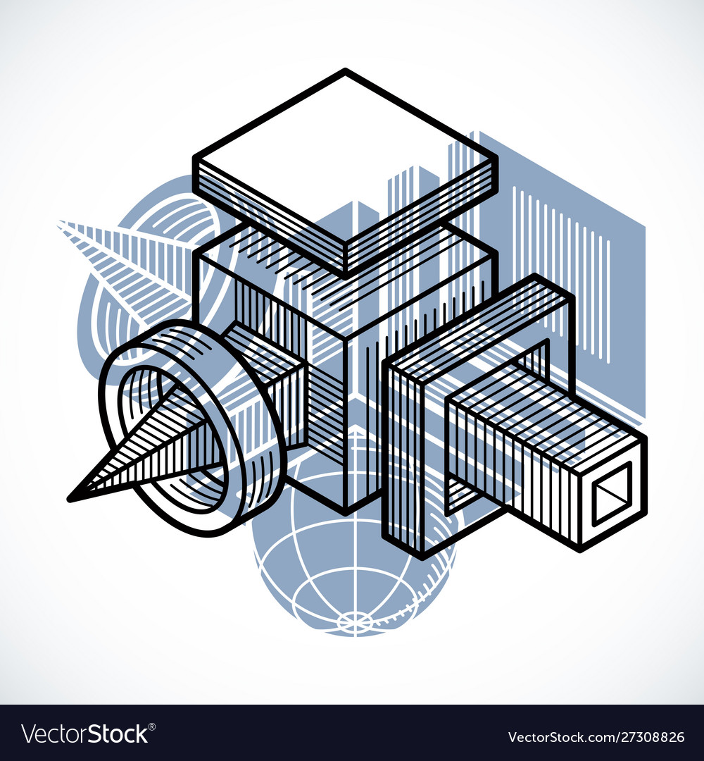 Engineering three-dimensional construction Vector Image
