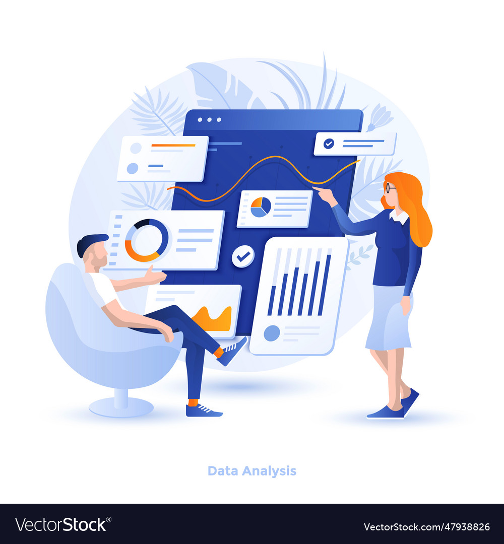 Flat color modern design - data analysis Vector Image