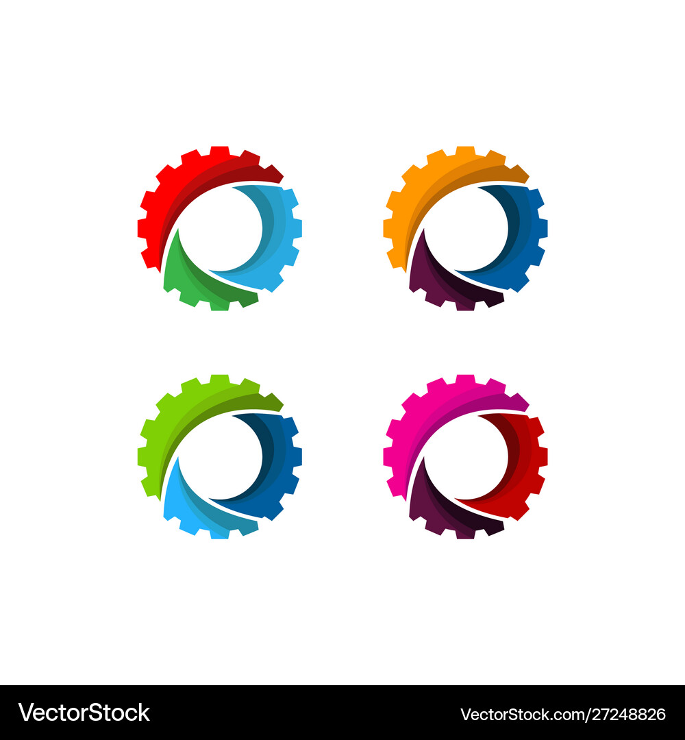 Gear abstract color work industry logo set Vector Image