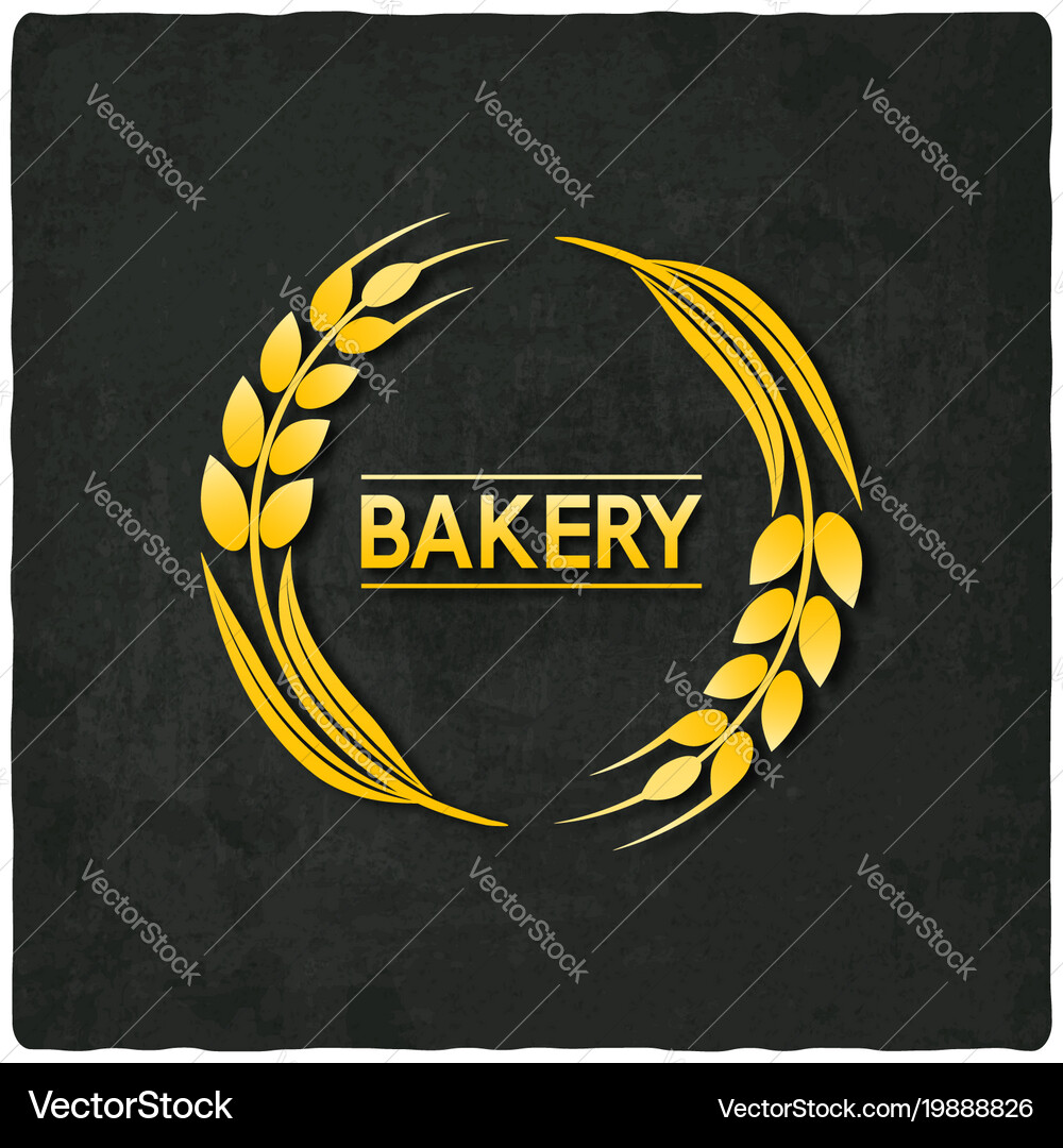 Golden wheat bakery symbol black background Vector Image
