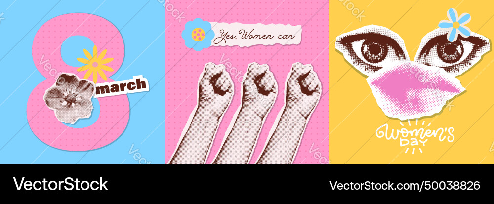 Halftone collage banners set for international Vector Image