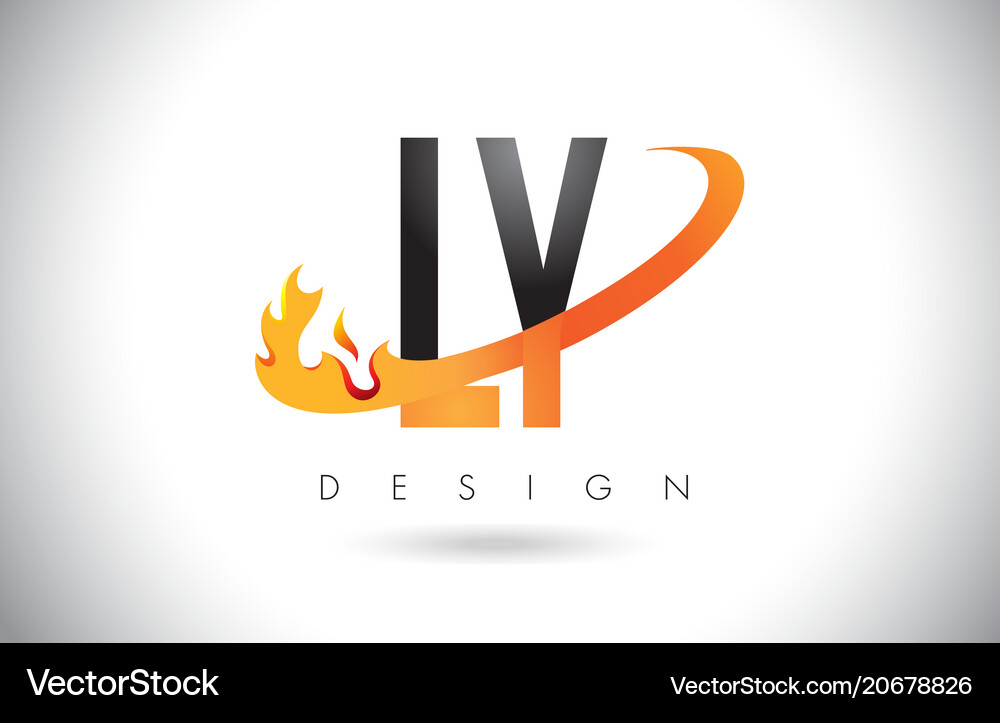 Ly l y letter logo with fire flames design Vector Image