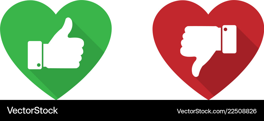 Modern hands up and down with hear icons yes Vector Image