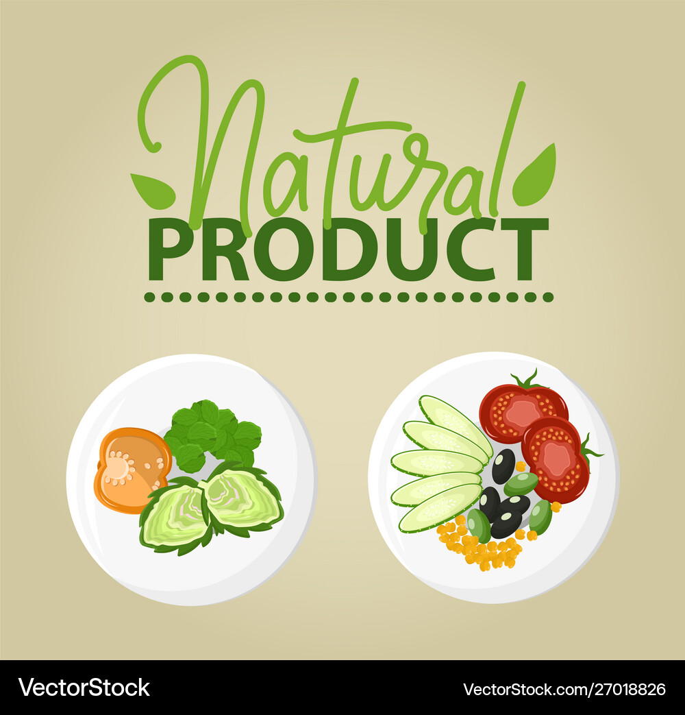 Natural product poster with vegetables Royalty Free Vector