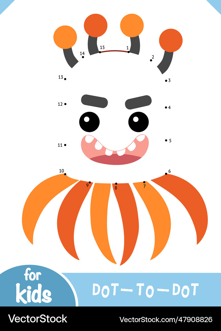 Numbers game dot to for children cute Royalty Free Vector