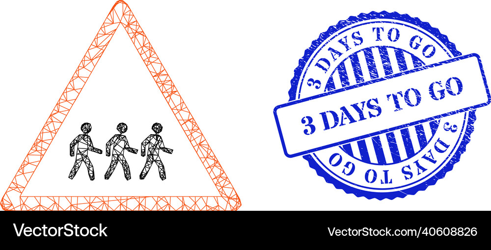 Rubber 3 days to go stamp seal and network Vector Image